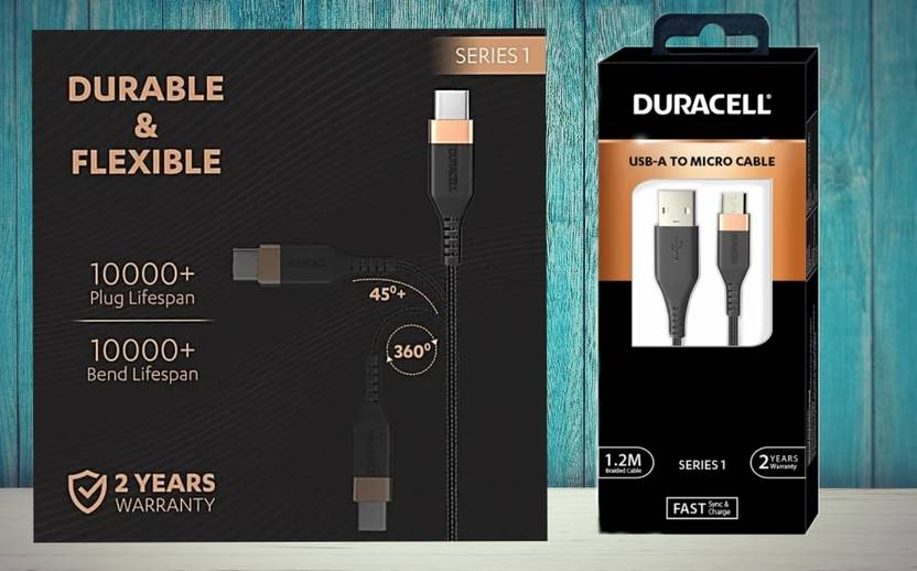 DURACELL USB Type C Cable 3 A 1.3 m ss USB Type C, 3A Braided Sync ...