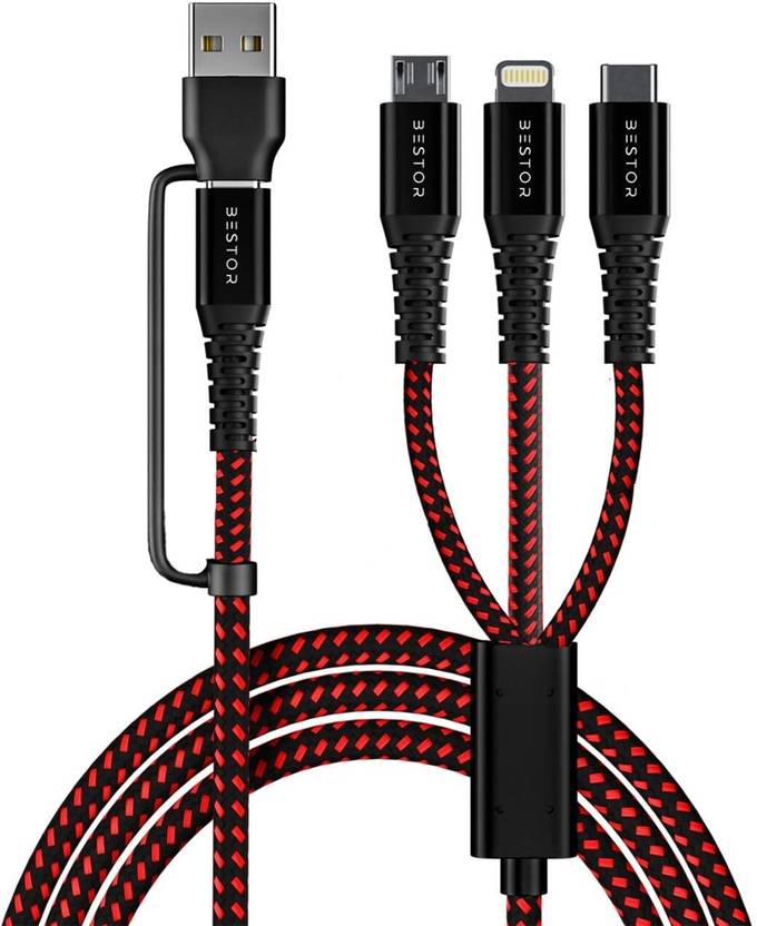 Bestor USB Type C Cable 1.5 m 5 -in-1 (Type C + 8Pin + Micro USB) with ...