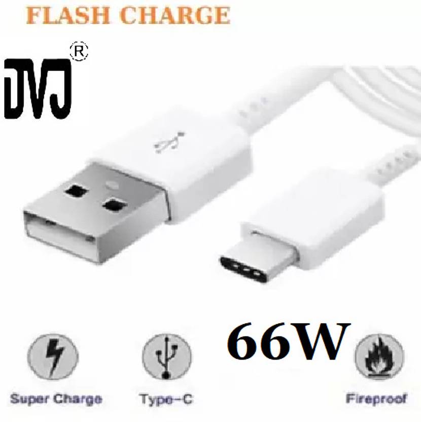 DVJ USB Type C Cable 2 A 1 m 66W FLASH CHARGE DATA CABLE FOR iQoo Z6 ...