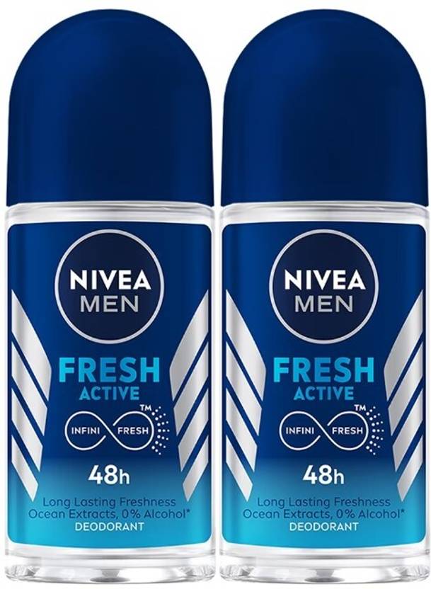 NIVEA Fresh Active Roll-On (25ml Each) - Long-Lasting Odor Protection ...