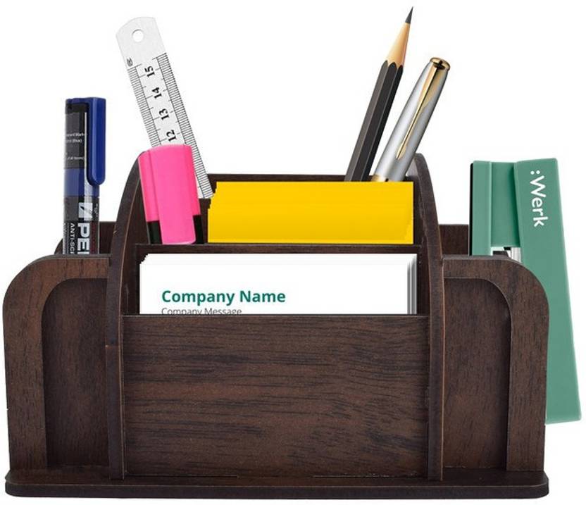 Flipkart.com | LAKHAJI 5 Compartments wooden office table pen stand ...