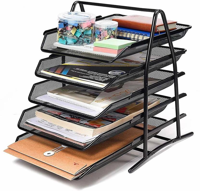 Flipkart.com | HONESTSTORE 5 Compartments Metal File Rack Letter Tray ...