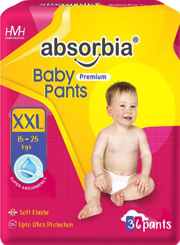ABSORBIA Baby Diaper Pants with Soft Elastic and Super Absorbency (15 ...