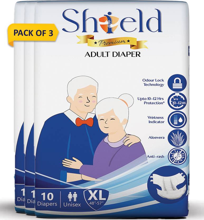 SHIELD Premium Tape Style | Pack of 3 | Adult Diapers - XL - Buy 30 ...