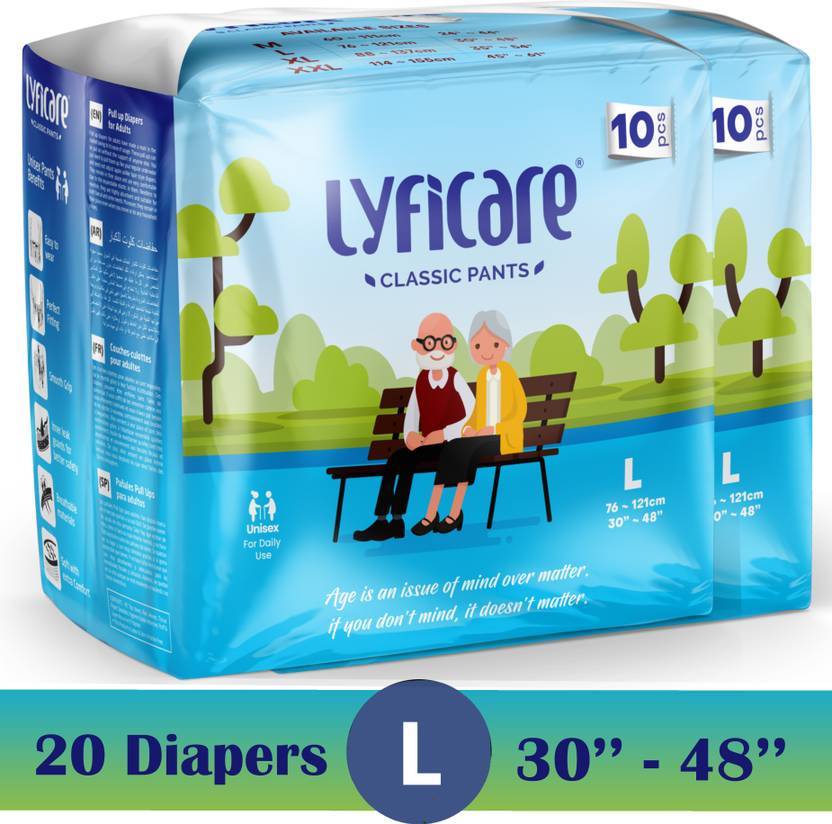 lyficare Classic Pants | Waist Size (30-48 Inch) Adult Diapers - L ...