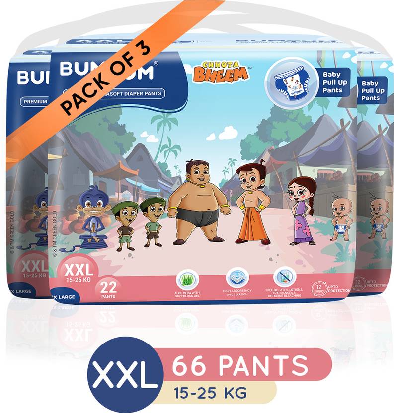 BUMTUM Chota Bheem Baby Diaper Pants with Leakage Protection - XXL ...