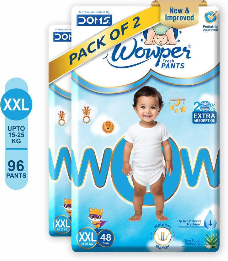 Wowper Fresh Baby Diapers Pants by Doms|Wetness Indicator| Upto 12 Hrs ...