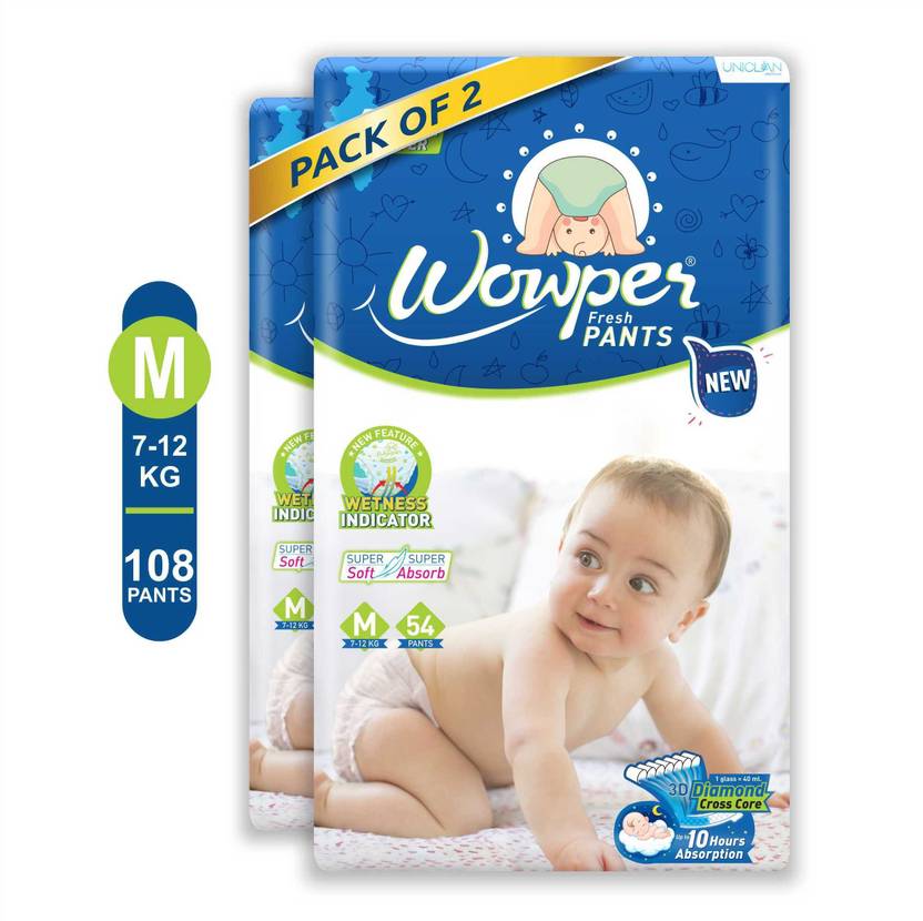 Wowper Fresh Baby Diapers Pants by Doms|Wetness Indicator| Upto 12Hrs ...