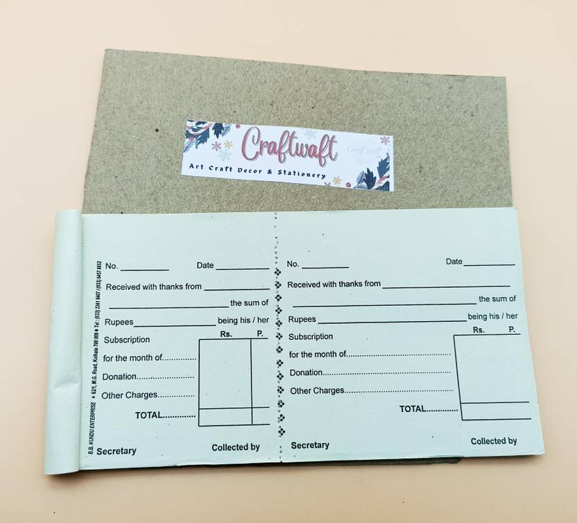 CRAFTWAFT Basic Money Receipt Book Perforated Regular Memo Pad Blank ...