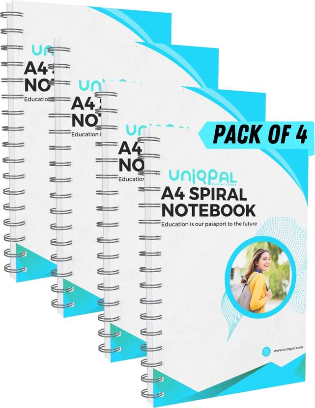 UNIQPAL Spiral-Bound Notebook, A4 Notebook Unruled, 200 Pages Price in ...