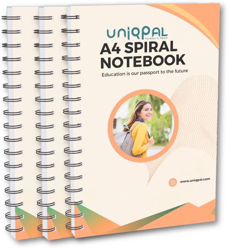 UNIQPAL Plain Spiral notebook | A4 Size(210x297mm) | 75GSM | 600 Pages ...