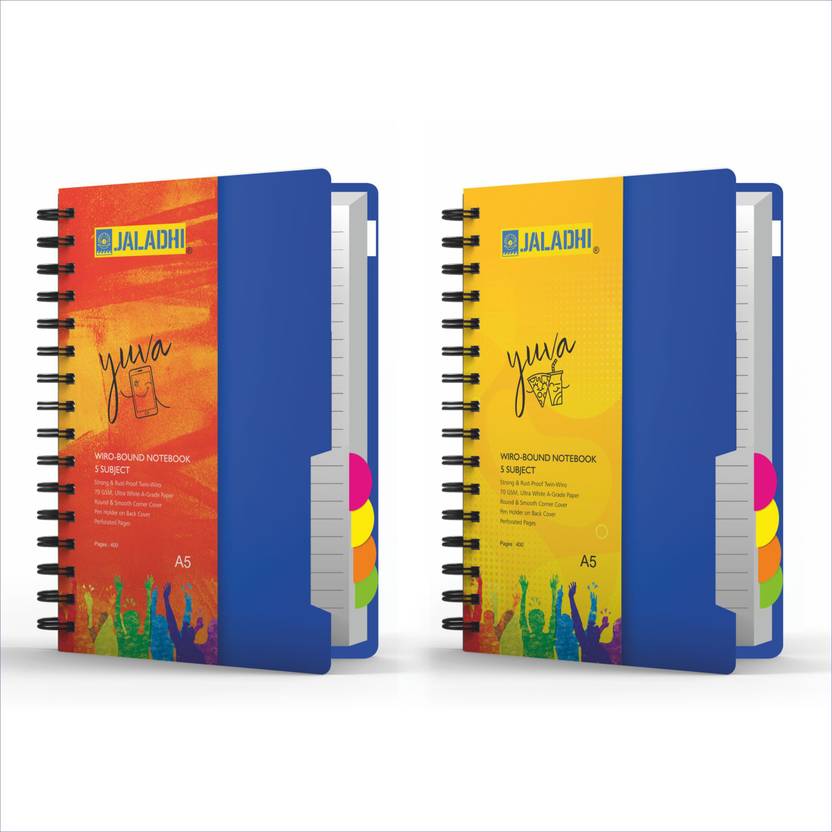 JALADHI 5 Subject Notebook Pack of 2 A5 Notebook Ruled 400 Pages Price ...