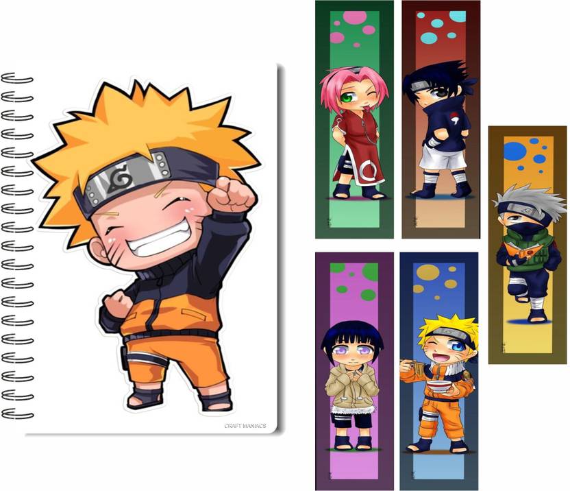 craft maniacs NARUTO DIARY & FREEBIE BOOKMARKS A5 Notebook RULED 100 ...