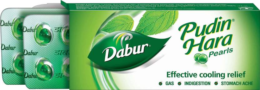 Dabur Pudin Hara Pearls (10 Each)| Effective Cooling Relief from Gas, Indigestion Pudina ...