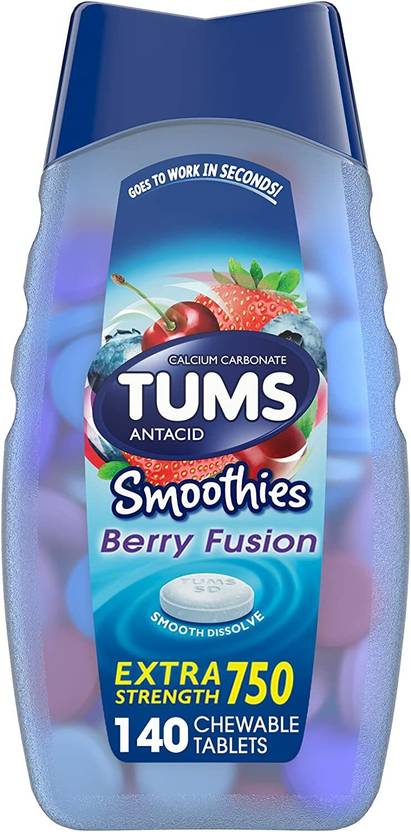 Tums Smoothies Extra Strength Antacid Tablets for Chewable Heartburn ...