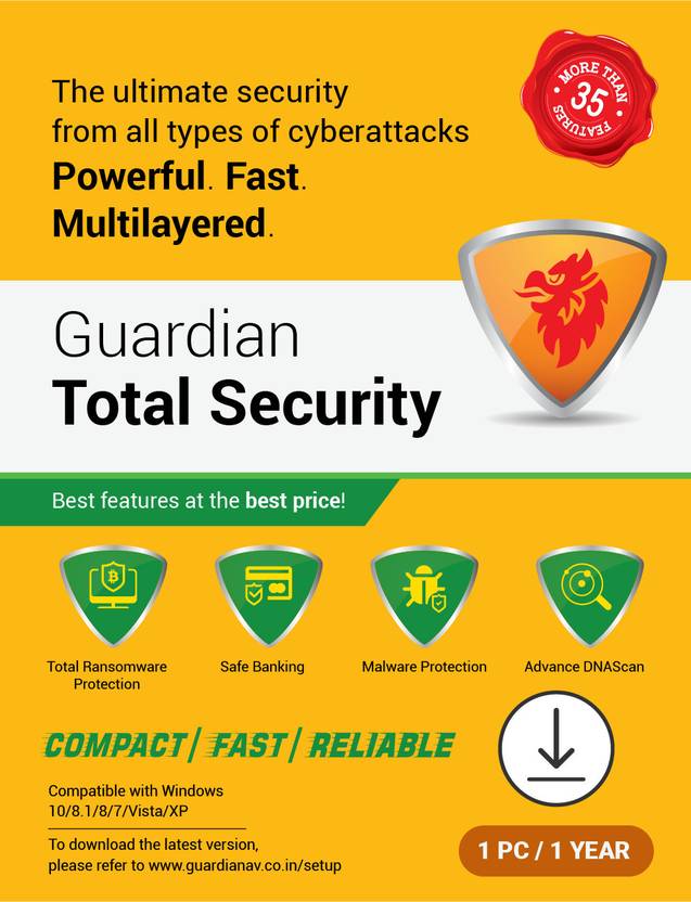 Guardian 1 PC 1 Year Total Security Compatible with Windows (Email ...