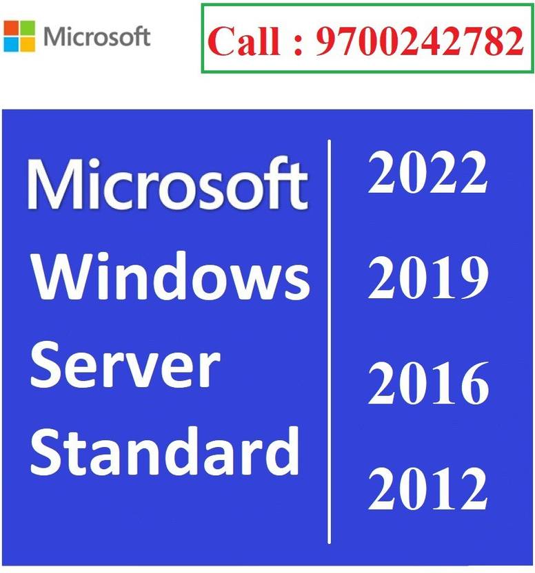 MICROSOFT WINDOWS SERVER STANDARD 2022 - 2019 - 2016 - 2012 LICENSE KEY Price in India - Buy ...