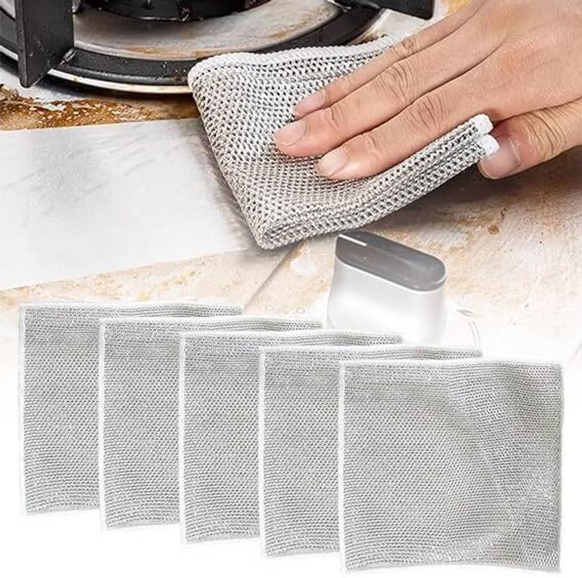 Dreamshop Pack of 5 Multiuse Dishwashing Stainless Steel Cloth Non ...