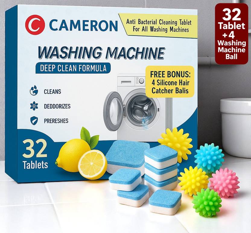 Cameron Drum Cleaning Tablets Plus 4 Machine Washing Balls Dishwashing ...