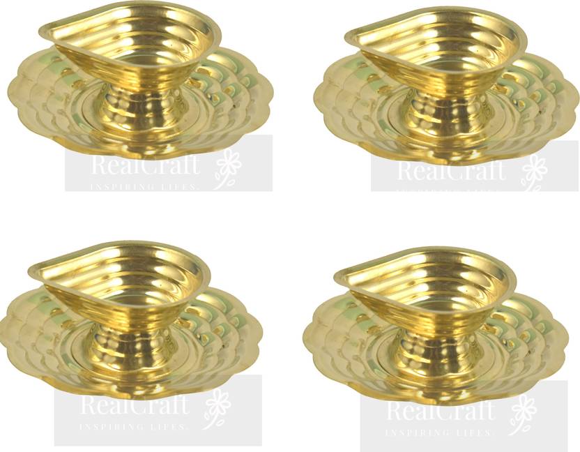 Real Craft Brass Diya for Puja Aarti Deepak Deepam Oil Lamp for Home ...