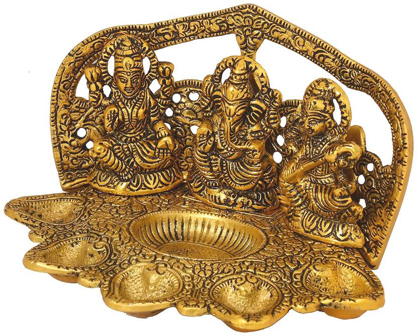 Dev Samagri Laxmi Ganesh Saraswati Idol Diya Brass Table Diya Price in ...