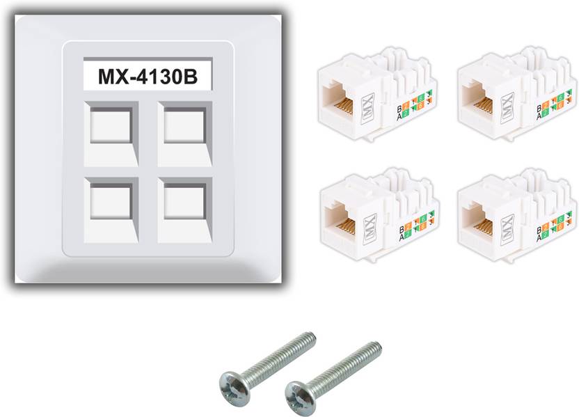 MX Four Port Face Plate with Shutter & UTP CAT6 Keystone Jack 90 ... MX Four Port Face Plate with Shutter & UTP CAT6 Keystone Jack 90 ...