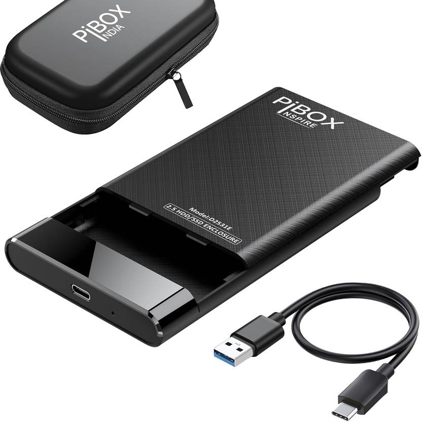 pibox india 2.5 inch Hard Drive Enclosure with UASP, 6Gbps, USB 3.1 to ...