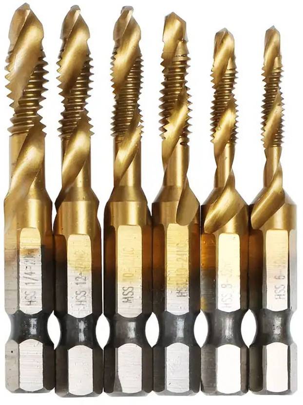AS TOOL CENTER 6pcs Machine Tap Drill Metric Thread M3 M4 M5 M6 M8 M10 ...