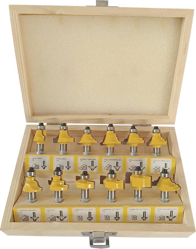 Inditrust 8mm Router bit set multi type 12pcs all Bearing bit Wood ...