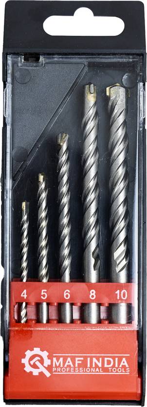 maf 5Pc Masonry Wall Drill Bit Set | Round Shank & Industrial Strength ...