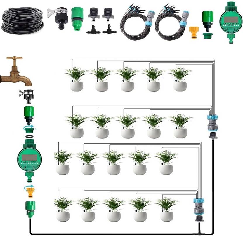 JERN Smart Home Plant System with Digital Timer Automatic Watering kit (20plants) Drip ...