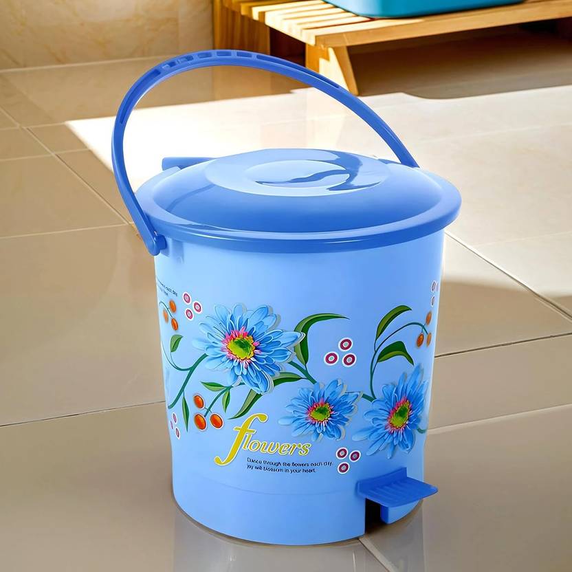 HOMESTIC by Kuber Industries Flower Print Plastic Dustbin/ Garbage Bin ...