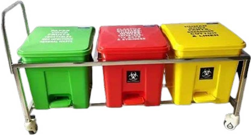 VENUSTAR Plastic Biomedical waste Dustbin trolley (30 ltr, Green ...