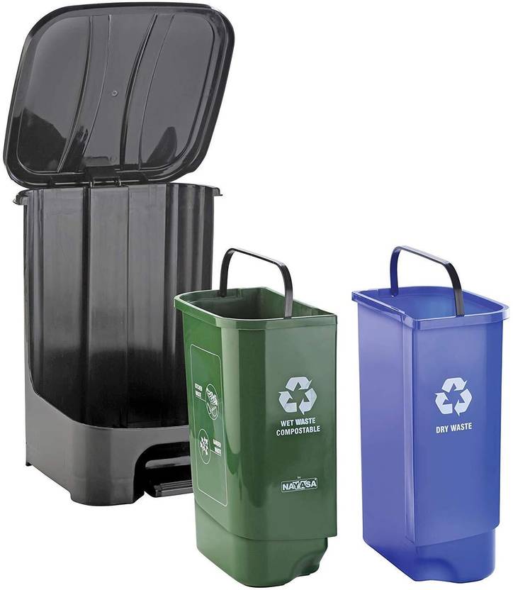 NAYASA 2 in 1 Dustbin - Dry Waste and Wet Waste Step-On Dustbin 19 Ltr ...