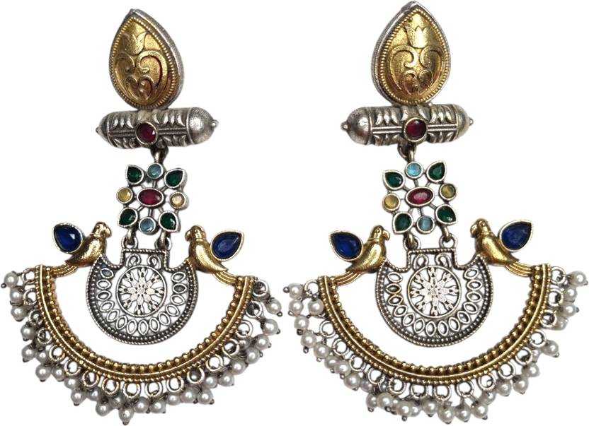 Flipkart.com - Buy Sajobhi oxidized silver & gold dual-tone with pearls ...