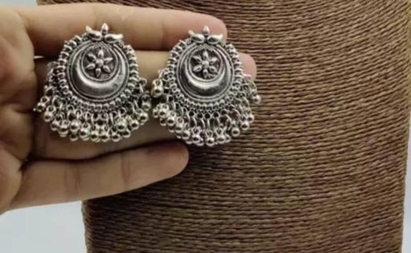 Flipkart.com - Buy ALISS Oxidised Silver Ghungroo Jhumka Earrings Brass ...