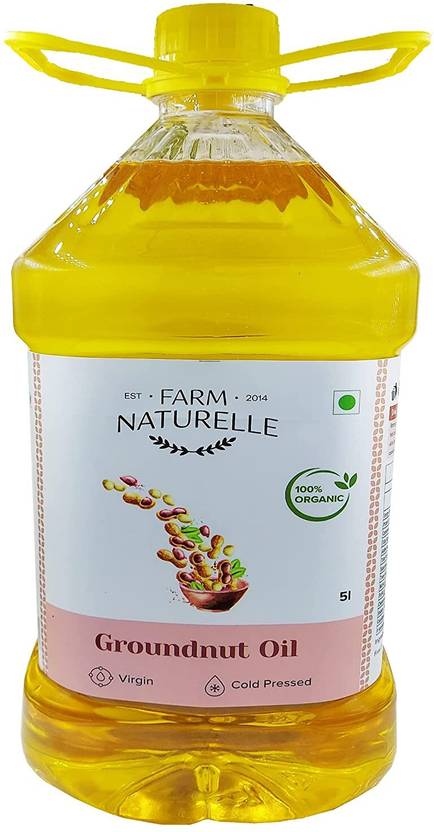 Farm Naturelle Organic Virgin Cold Pressed Kachi Ghani Groundnut Oil, 5 ...