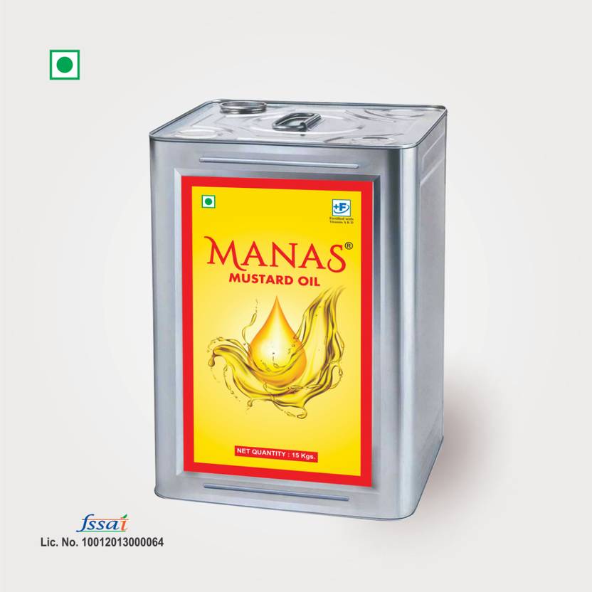 Manas 100% Pure & Natural Mustard Oil 15 kg Tin | Sarso Ka Tel | Sarso ...