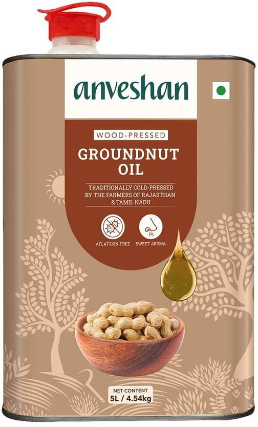 Anveshan Wood Cold Pressed Chemical-Free Groundnut Oil Tin Price in ...