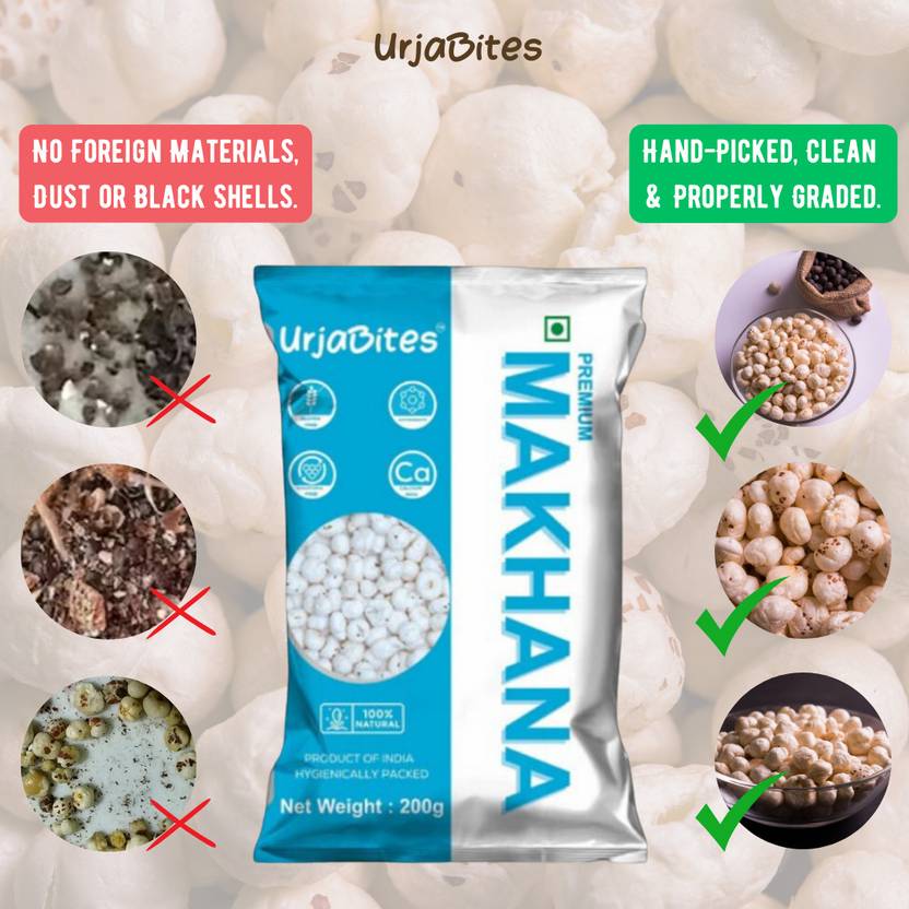 UrjaBites Premium Makhana (Fox Nuts), 200gms Lotus Seeds(Makhana) Price ...