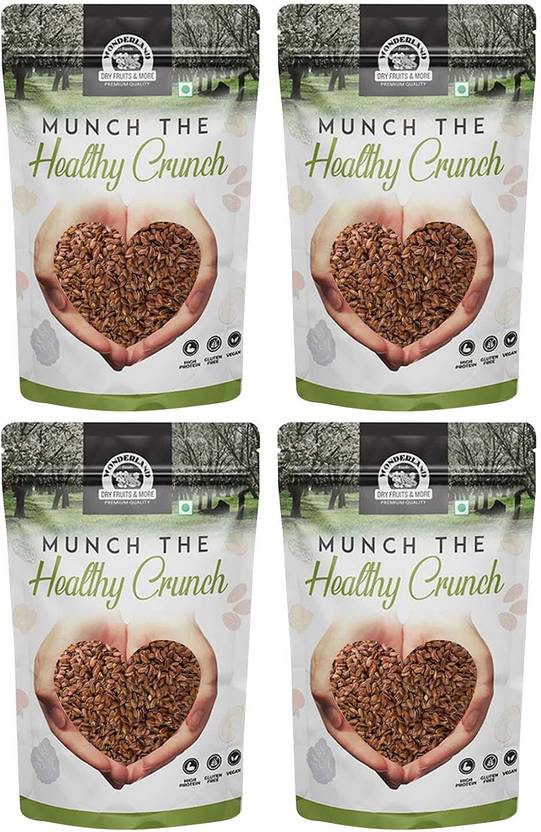 WONDERLAND Raw Flax Seeds, 1kg (Pack of 4 x 250g) Brown Flax Seeds ...
