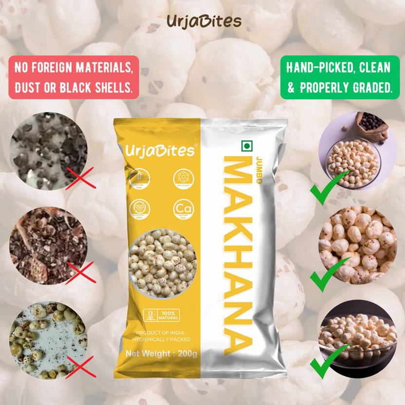 UrjaBites Jumbo Makhana (Fox Nuts), Lotus Seeds(Makhana) Price in India ...