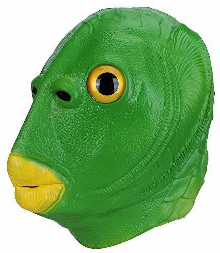 POCREATION Funny Masks, Green Fish Full Head Mask, Latex Mask With 3 ...