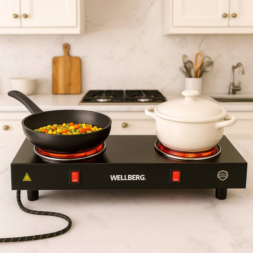 Wellberg Electric Dual Burner Stove | Perfect for Home Kitchen | Travel ...