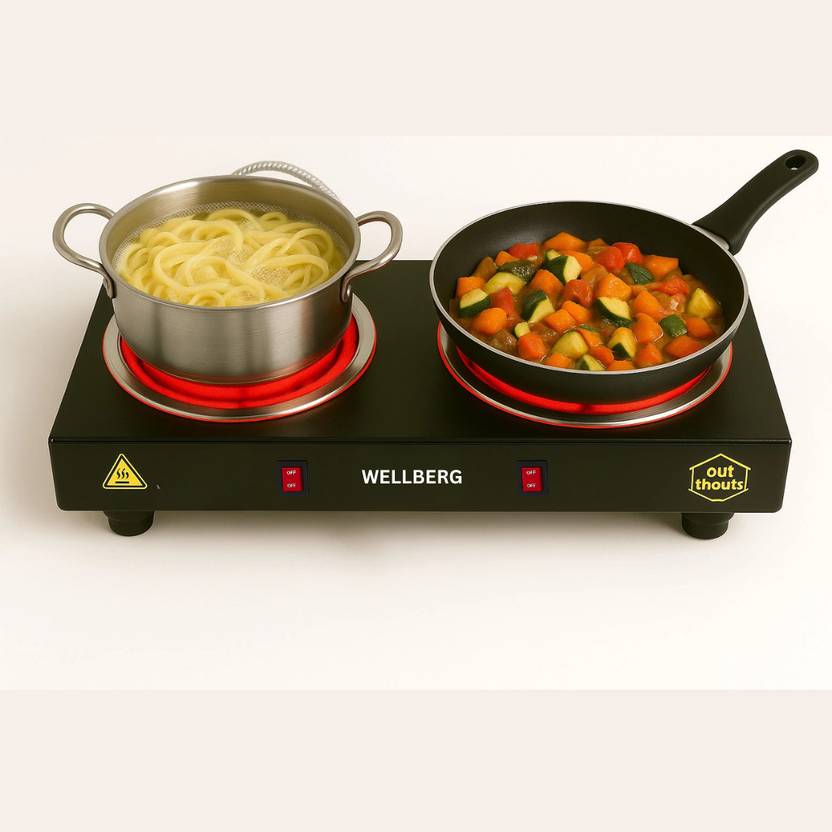 Wellberg Shockproof Double Burner Electric Stove | Fast Heating Hot ...