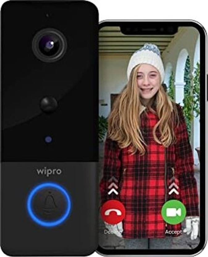 Wipro Smart Wireless Doorbell | 2 MP 1080p Full HD Camera with Night ...