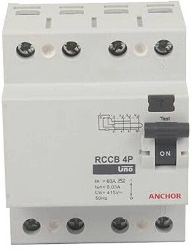 Anchor By Panasonic UNO Series RCCB 63 AMP 30mA With Four Pole Residual ...