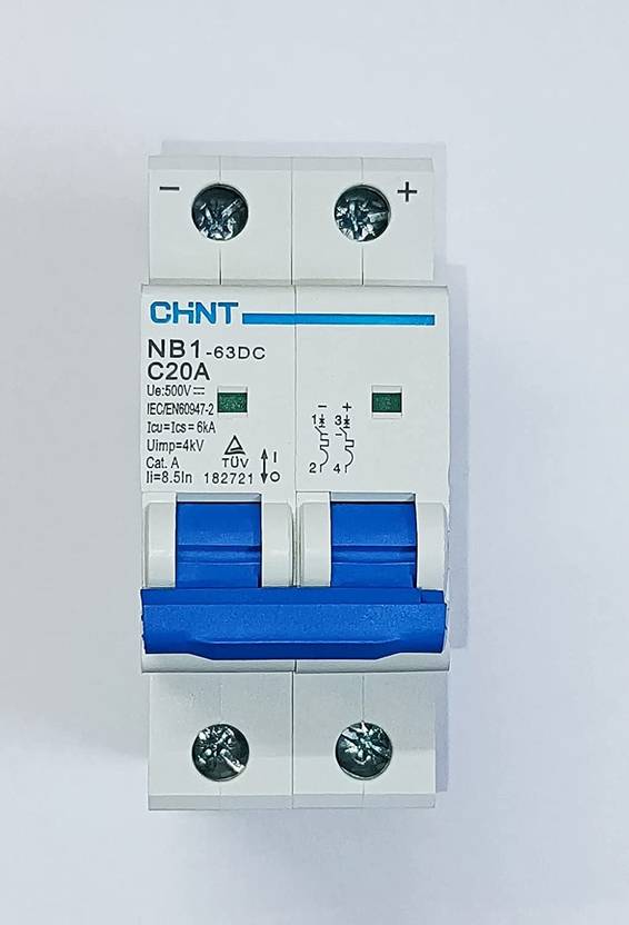 Chint Solar 20A 500V DC Miniature Circuit Breaker (MCB) NB1-20DC MCB Price in India - Buy Chint ...