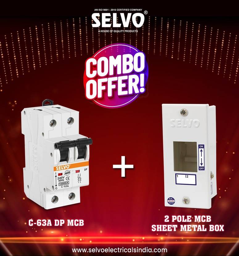 Selvo 2 POLE METAL BOX FITTED With C-63A DOUBLE POLE MCB Price in India ...