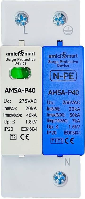 amiciSmart AC Surge Protector, 275V 20KA~50KA Lightning Protection ...